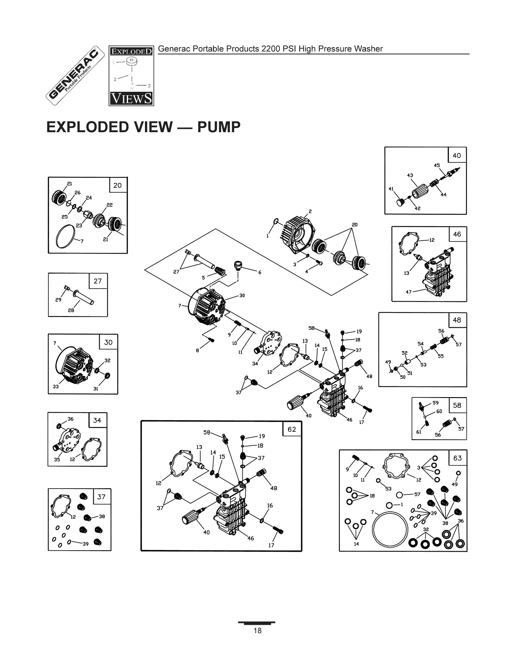 Generac pressure washer model 1294-0 replacement parts, pump breakdown ...